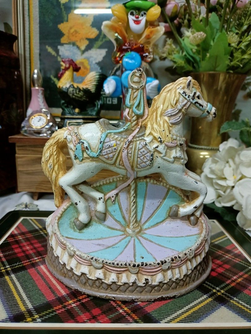 Emson Cast Iron Carousel Horse Doorstop Figurine Vintage large heavy 1 ...