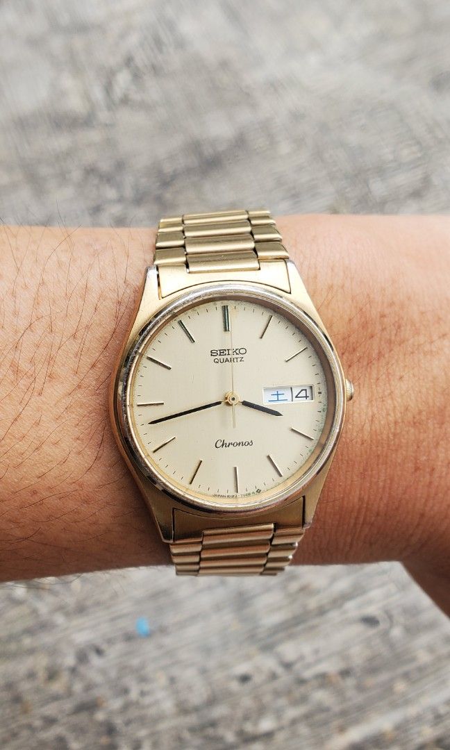 Jam Seiko Chronos Gold Quartz JDM Japan watch All Original, Fesyen Pria ...
