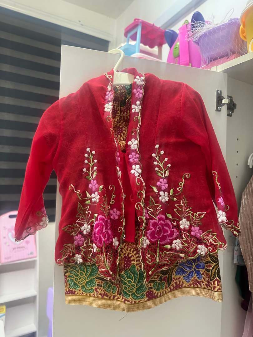 Kebaya kids red, Babies & Kids, Babies & Kids Fashion on Carousell