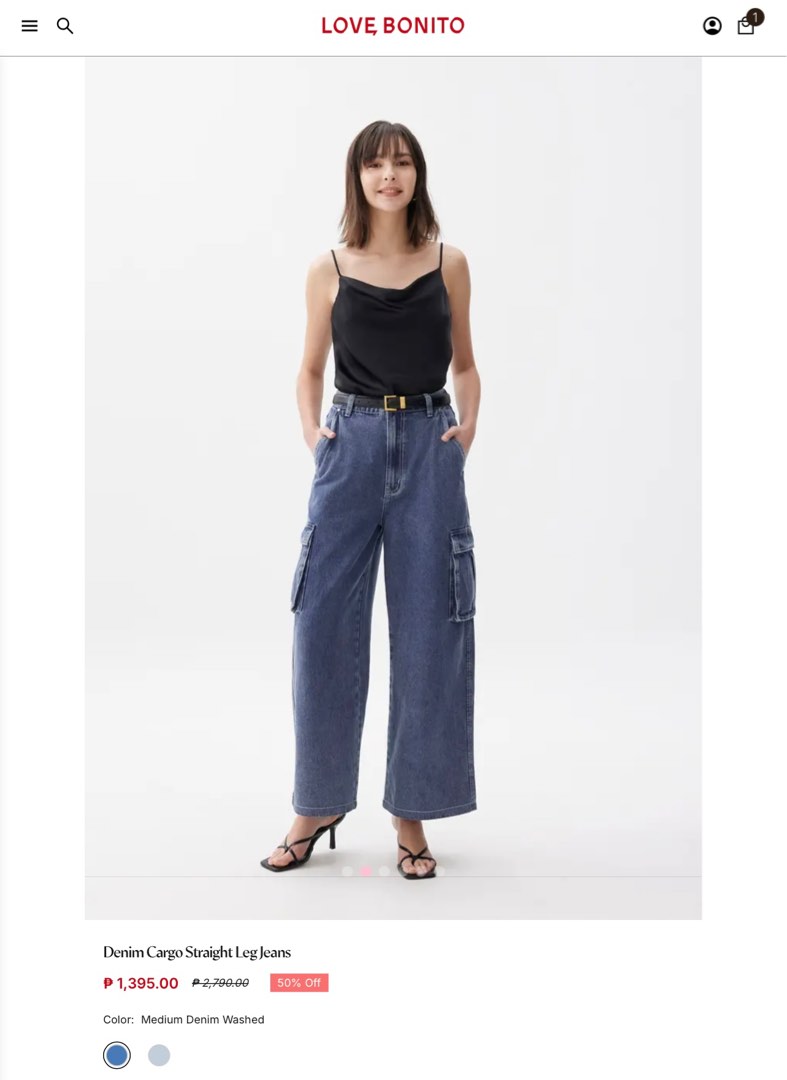 Love Bonito Denim Cargo Straight Leg Jeans, Women's Fashion, Bottoms ...