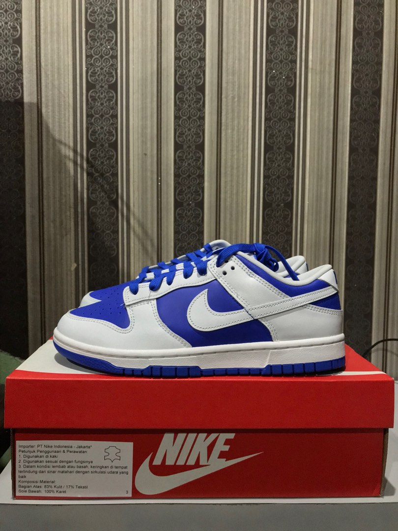 Nike Dunk Low Racer Blue, Fesyen Pria, Sepatu , Sneakers di Carousell