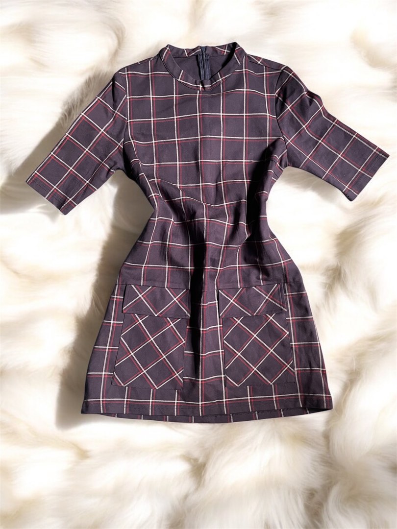 old money window pane checkered mini dress, Women's Fashion, Dresses ...