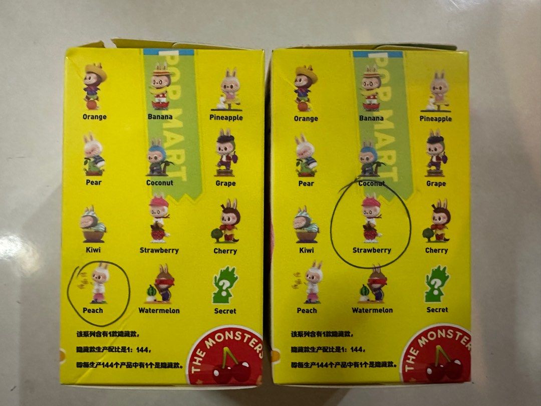 Popmart labubu the monster fruits (peach and strawberry), Hobbies ...