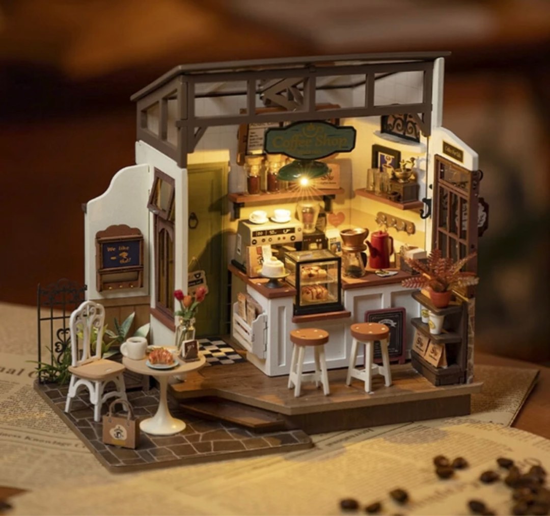 Rolife Diy Miniature House Coffee Shop and display case, Hobbies & Toys ...