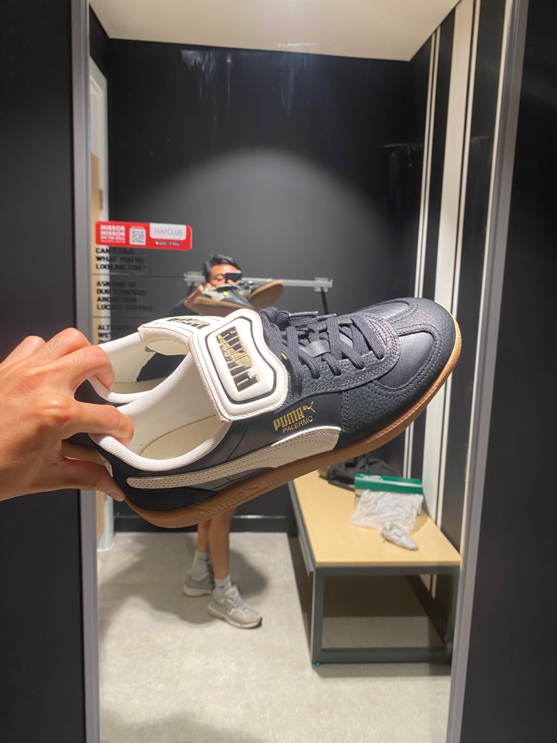 Sepatu Puma Palermo black pemakaian 1 bulan, Fesyen Pria, Sepatu ...