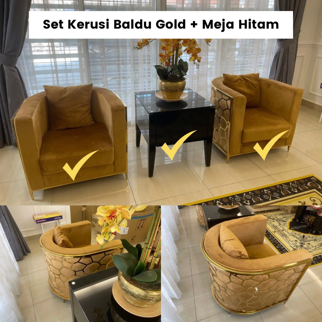 Sofa Baldu Gold, Furniture & Home Living, Furniture, Tables & Sets on ...