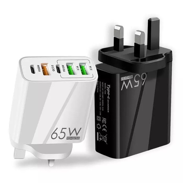 65W 充電器轉接器 2 個 3.1A USB 多口充電頭 PD15，20W+QC3.0 USB A 壁插充電器 2ndckp qqsckp 65W Charger Adapter 2 3 ...