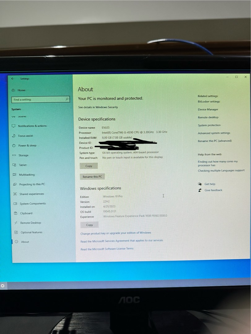 AOC 21" monitor and CPU, Computers & Tech, Desktops on Carousell