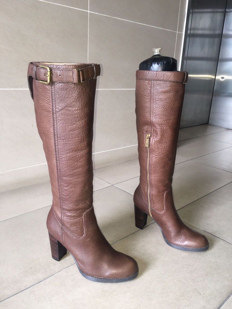 Authentic Coach Kaylie Pebbled Leather Knee High Boots Saddle, Women's ...