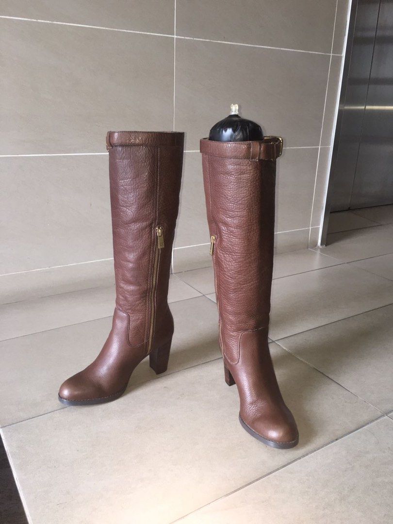 Authentic Coach Kaylie Pebbled Leather Knee High Boots Saddle, Women's ...