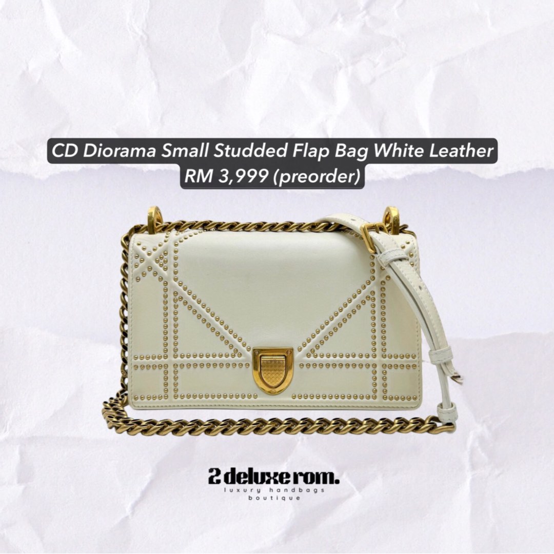 CD Diorama Small Studded Flap Bag White Leather | FIXED PRICE, Luxury ...