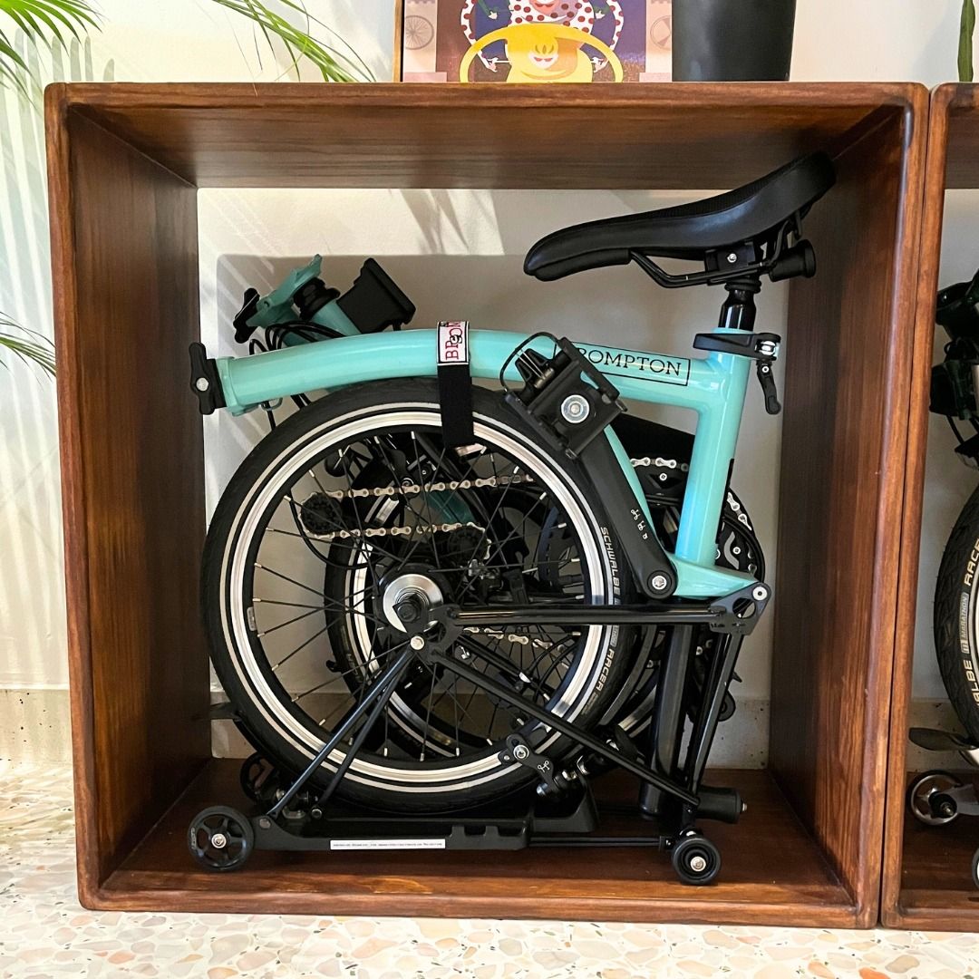 Folding Bike Front Storage Display Shelf Rack | Solid Walnut Pine Wood ...