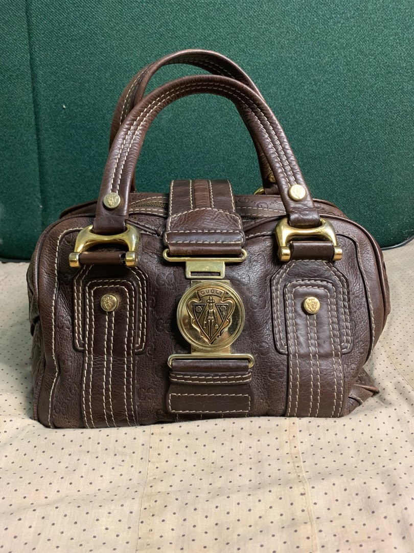 Gucci Aviatrix Brown Leather Boston, Fesyen Wanita, Tas & Dompet di ...