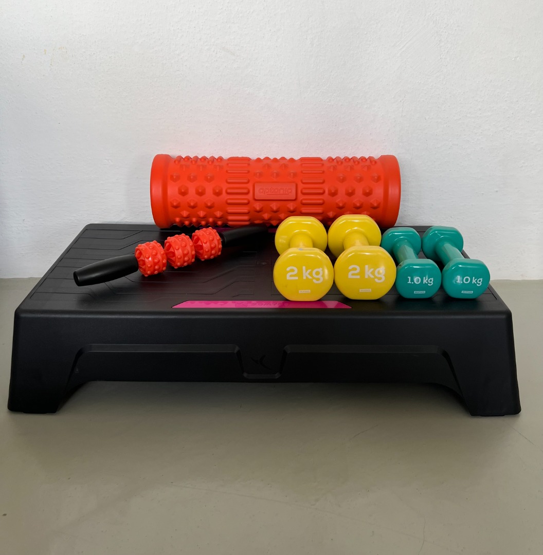 Home workout excercise equipment bundle - Dumbells / Aerobic Step ...