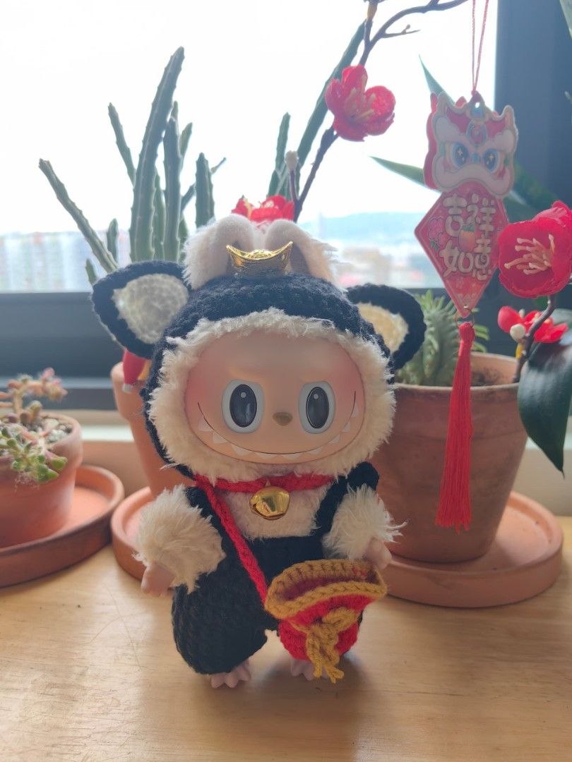 Labubu cny cloth black lucky cat, Hobbies & Toys, Toys & Games on Carousell