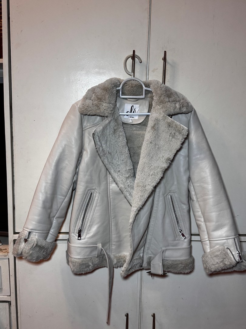 Light Beige Leather Jacket, Women's Fashion, Coats, Jackets and ...