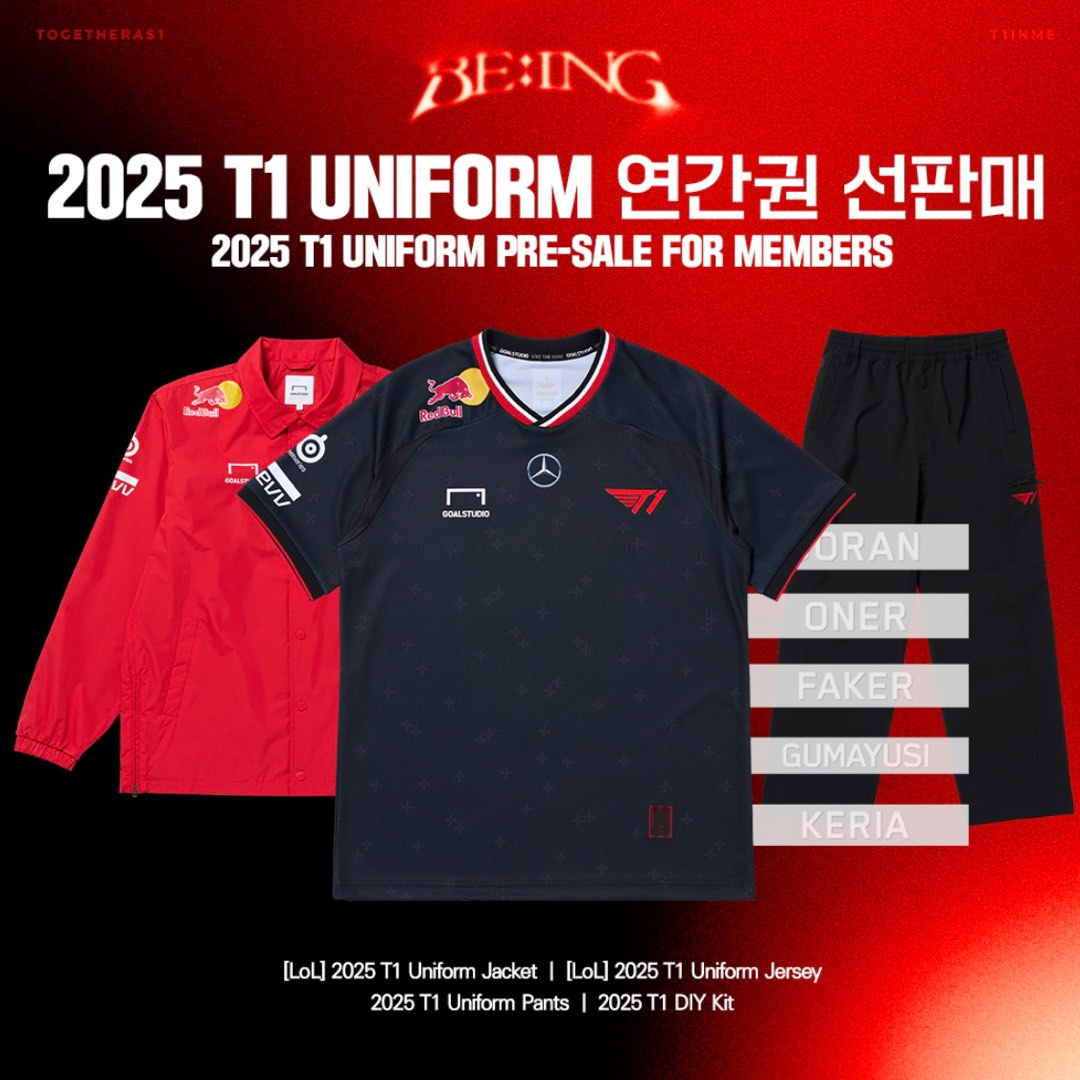 [SG GO] SKT T1 UNIFORM 2025 JERSEY JACKET DORAN ONER FAKER GUMAYUSI KERIA, Men's Fashion ...