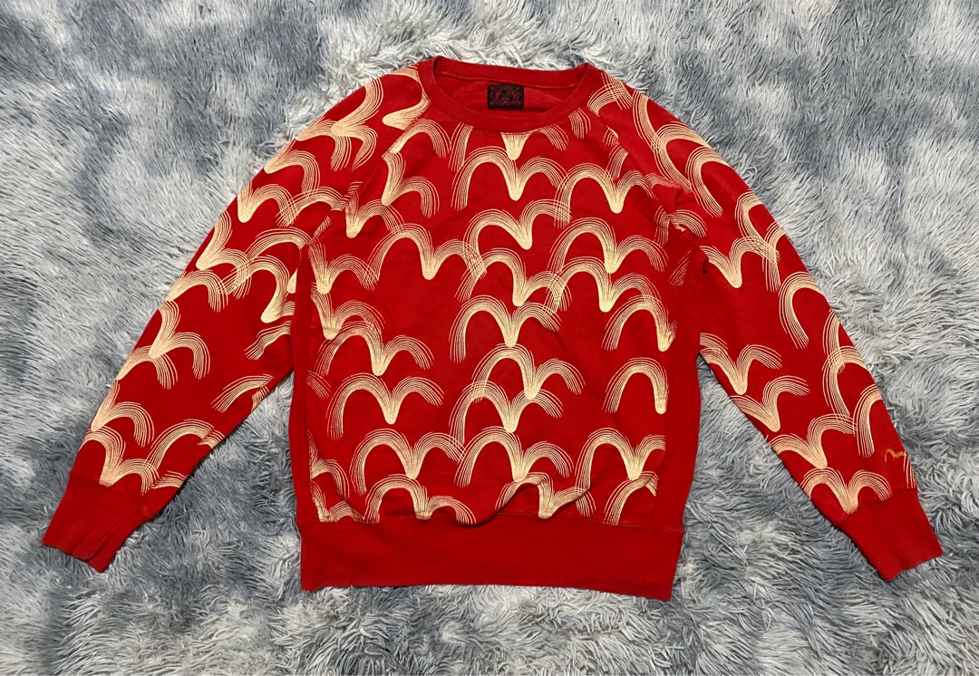 Vintage Rare Evisu Red Gull Crewneck, Men's Fashion, Coats, Jackets and ...