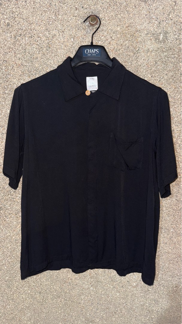 VISVIM BLACK RAYON POLO, Men's Fashion, Tops & Sets, Tshirts & Polo ...
