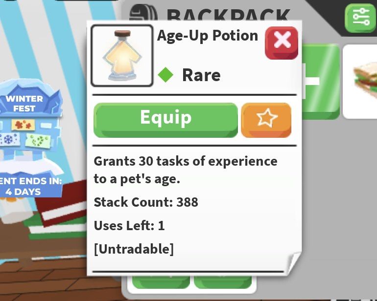 Adopt me age up potions (PRICE NOT RM2) rm0.10/potion, Video Gaming ...