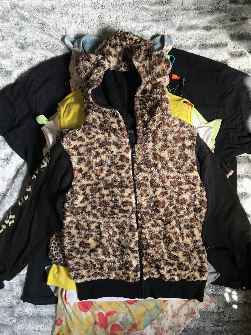 Angel Blue Gyaru Leopard Hooded Jacket, Women's Fashion, Tops ...