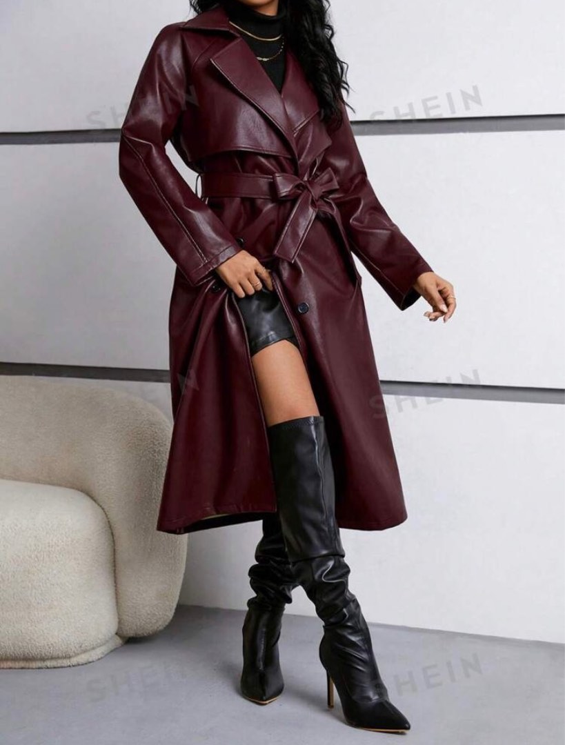 Burgundy long coat, Women's Fashion, Coats, Jackets and Outerwear on ...