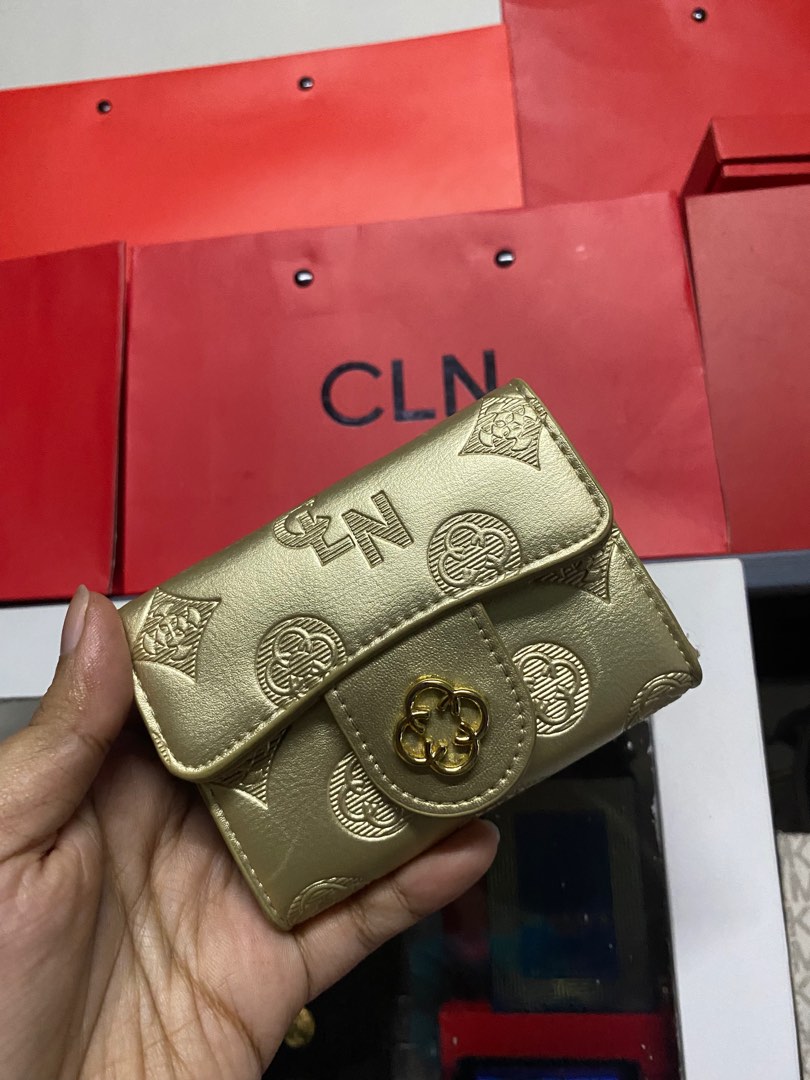 CLN STACIE CARD HOLDER IN GOLD DEBOSSED, Women's Fashion, Bags ...