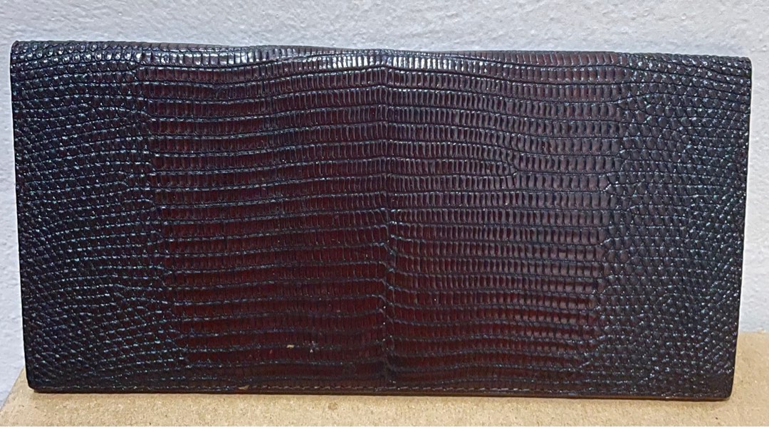 Genuine Lizard Skin Slim Long Wallet, Luxury, Bags & Wallets on Carousell