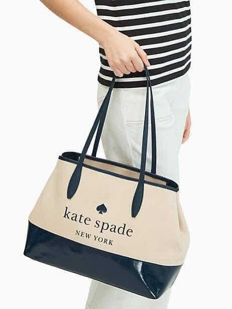 Kate Spade Street Logo Side Snap Tote Blue, Luxury, Bags & Wallets on ...