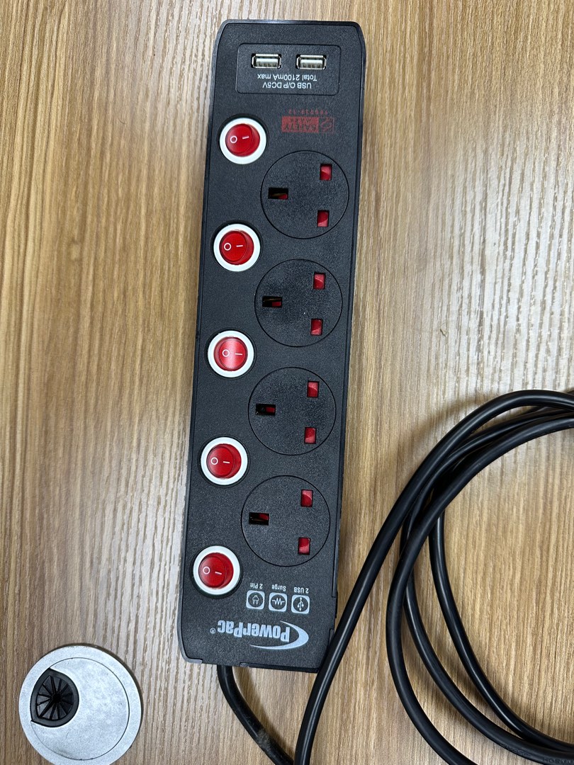 Power Extensions with USB 4 plugs and 2 USB. 3 meter length, Computers ...