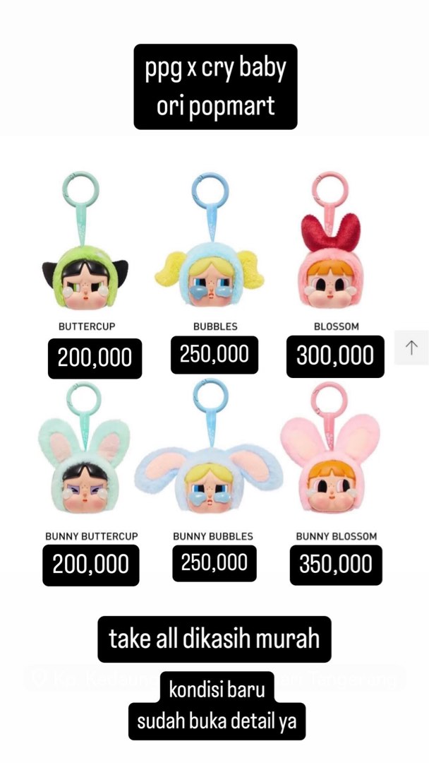 Ppg x Cry baby original popmart, Toys & Collectibles, Mainan di Carousell