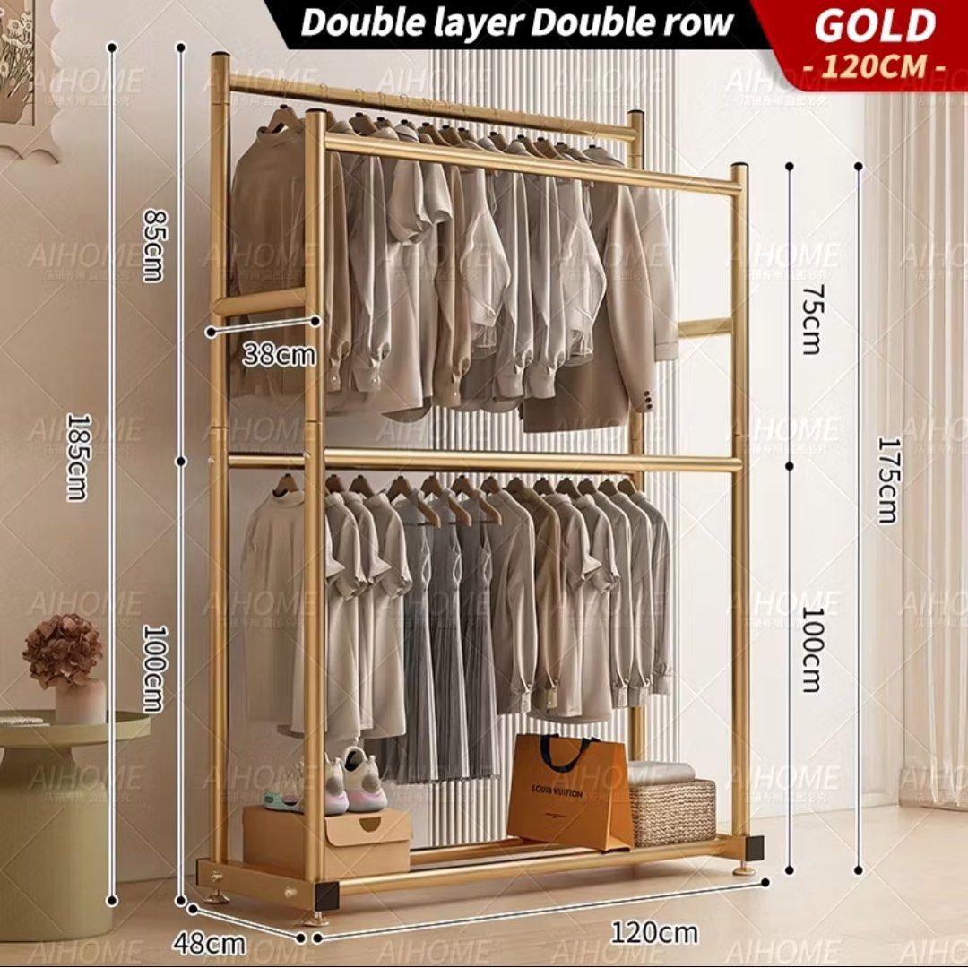 Rack Stell Clothes (Tempat penyangkut baju besi), Furniture & Home ...