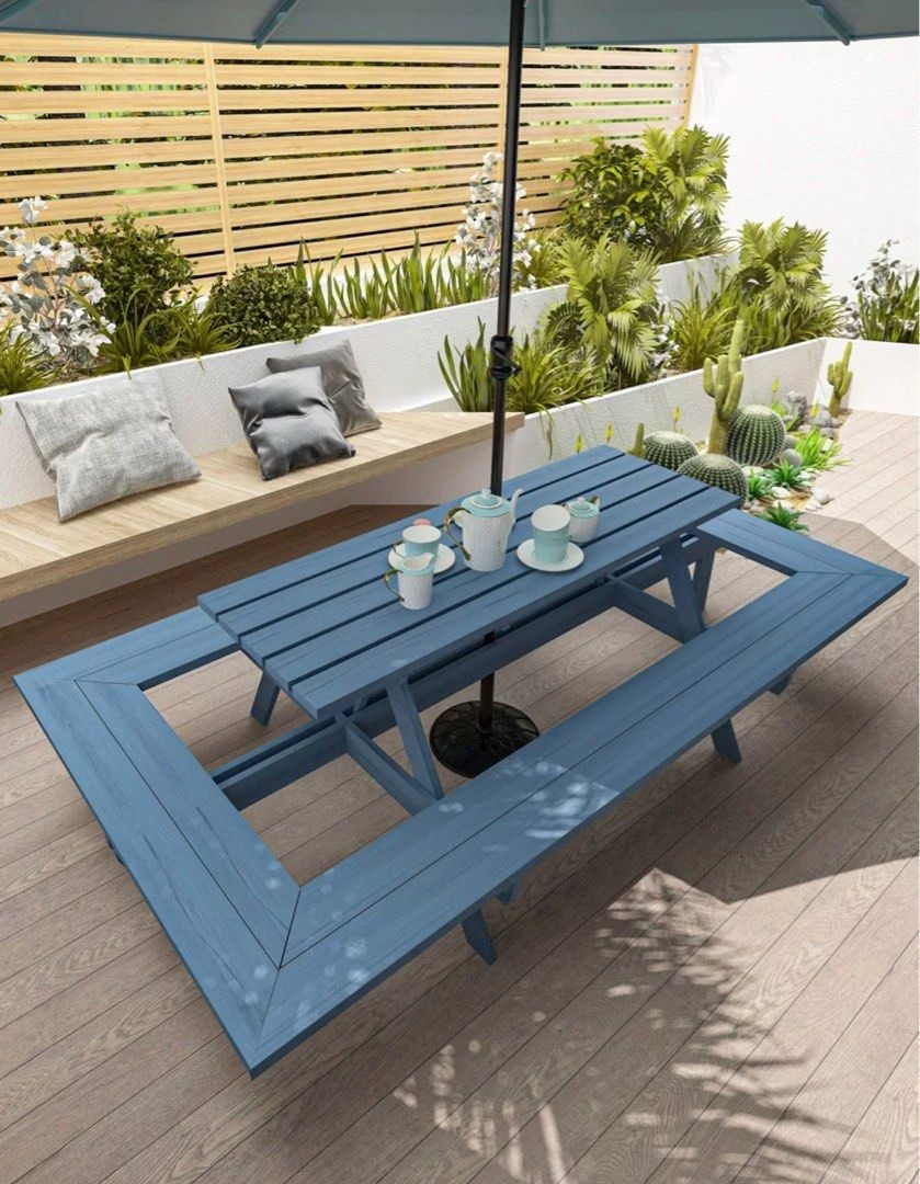 UON Solid Wood Outdoor Table & Bench, Furniture & Home Living, Outdoor ...