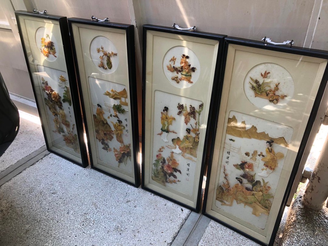 Vintage Four Seasons Shell Art Mother of Pearl Wall Decors, Furniture ...