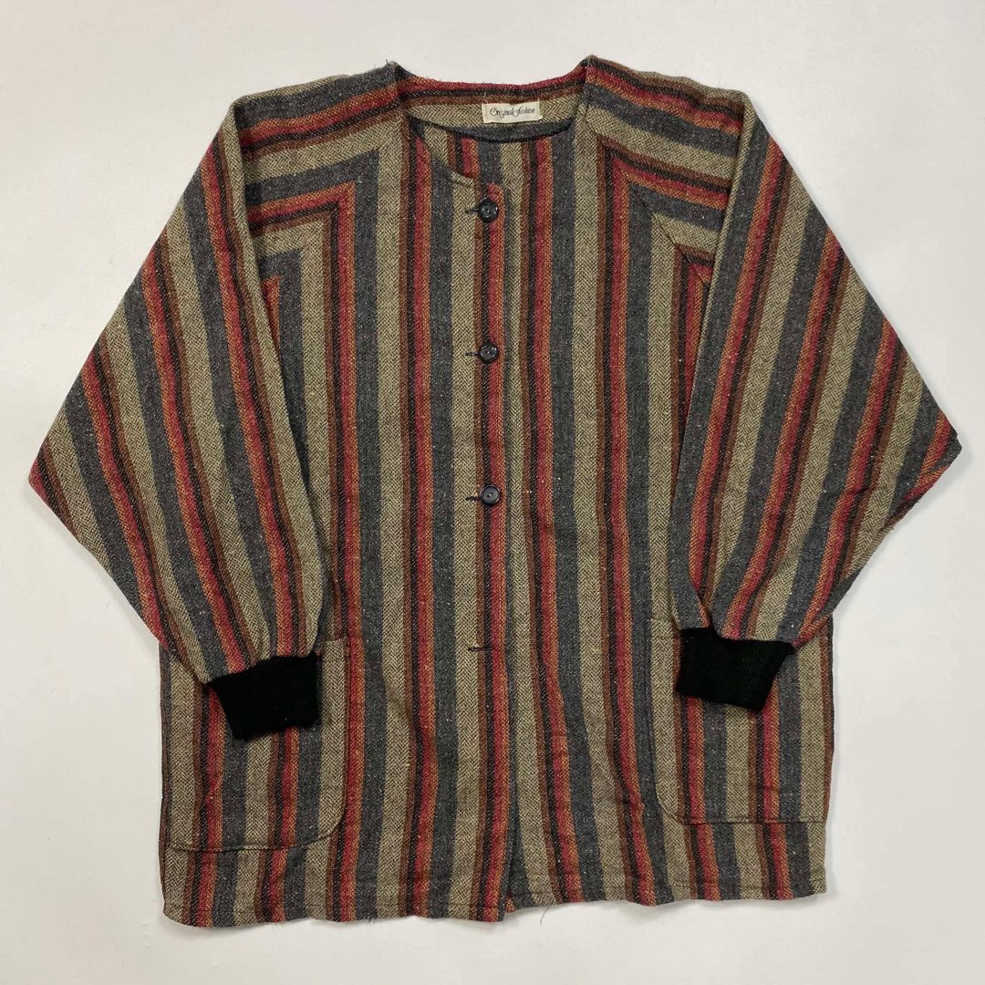 Vintage Liner Style Collar Less Jacket, Men's Fashion, Coats, Jackets ...