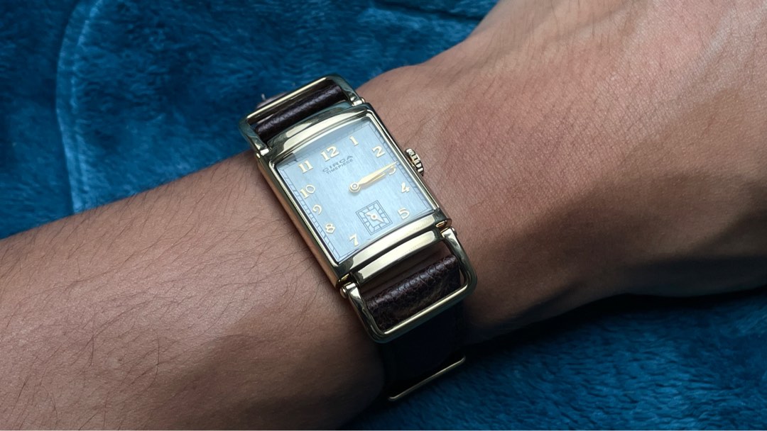 Vintage style circa timepiece 23k gold plated tank watch, Men's Fashion, Watches & Accessories ...