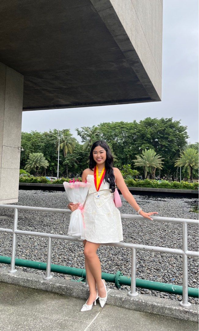 White Modern Filipiniana Dress / Graduation Dress / Oathtaking with ...