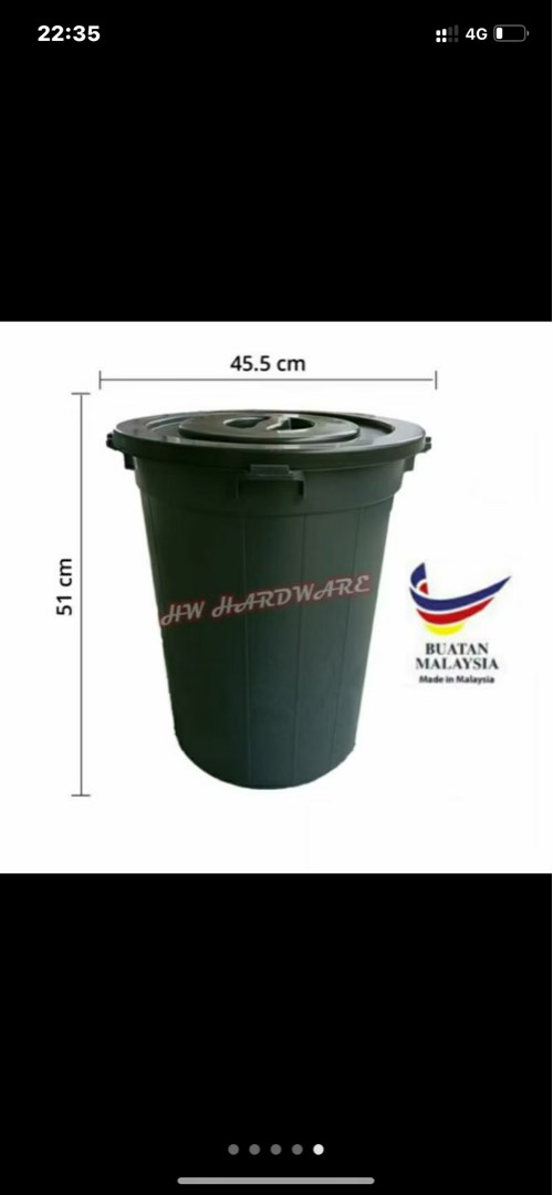 12 Gallon Tong Sampah PVC Garbage Dustbin with cover / Baldi/ Black Dustbin Pail/, TV & Home ...
