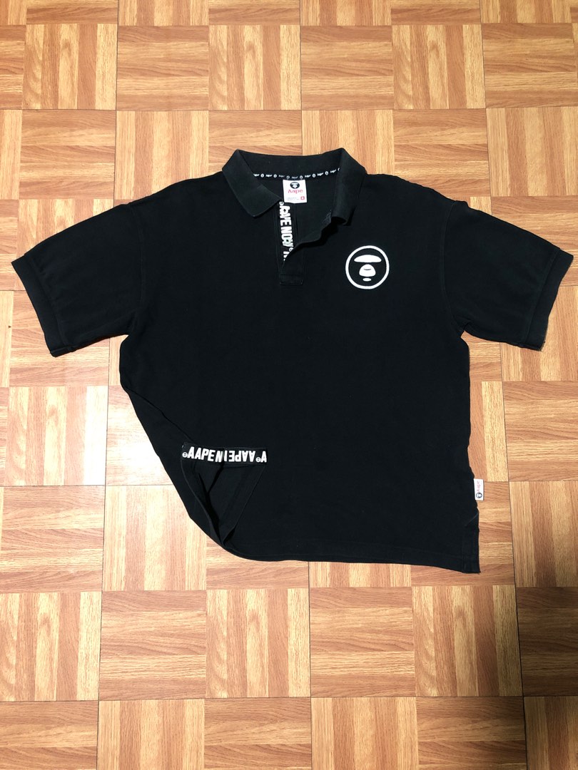 AAPE POLO SHIRT BLACK, Men's Fashion, Tops & Sets, Tshirts & Polo ...