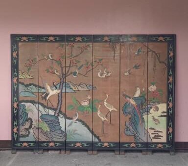 Antique 6ft x 98 inches 6-Panel Chinese Screen Divider with Back to ...