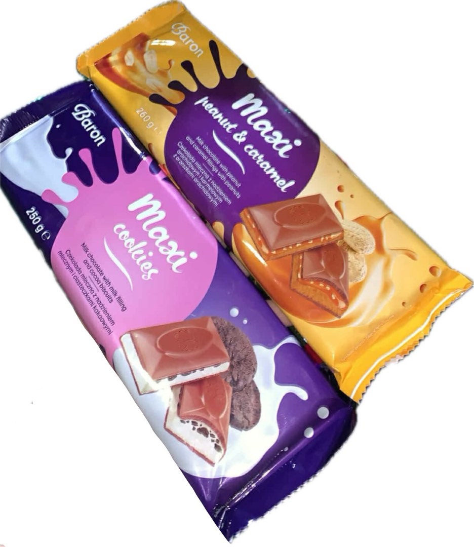 Baron Maxi Giant Chocolate 250G peanut & caramel cookies, Food & Drinks ...