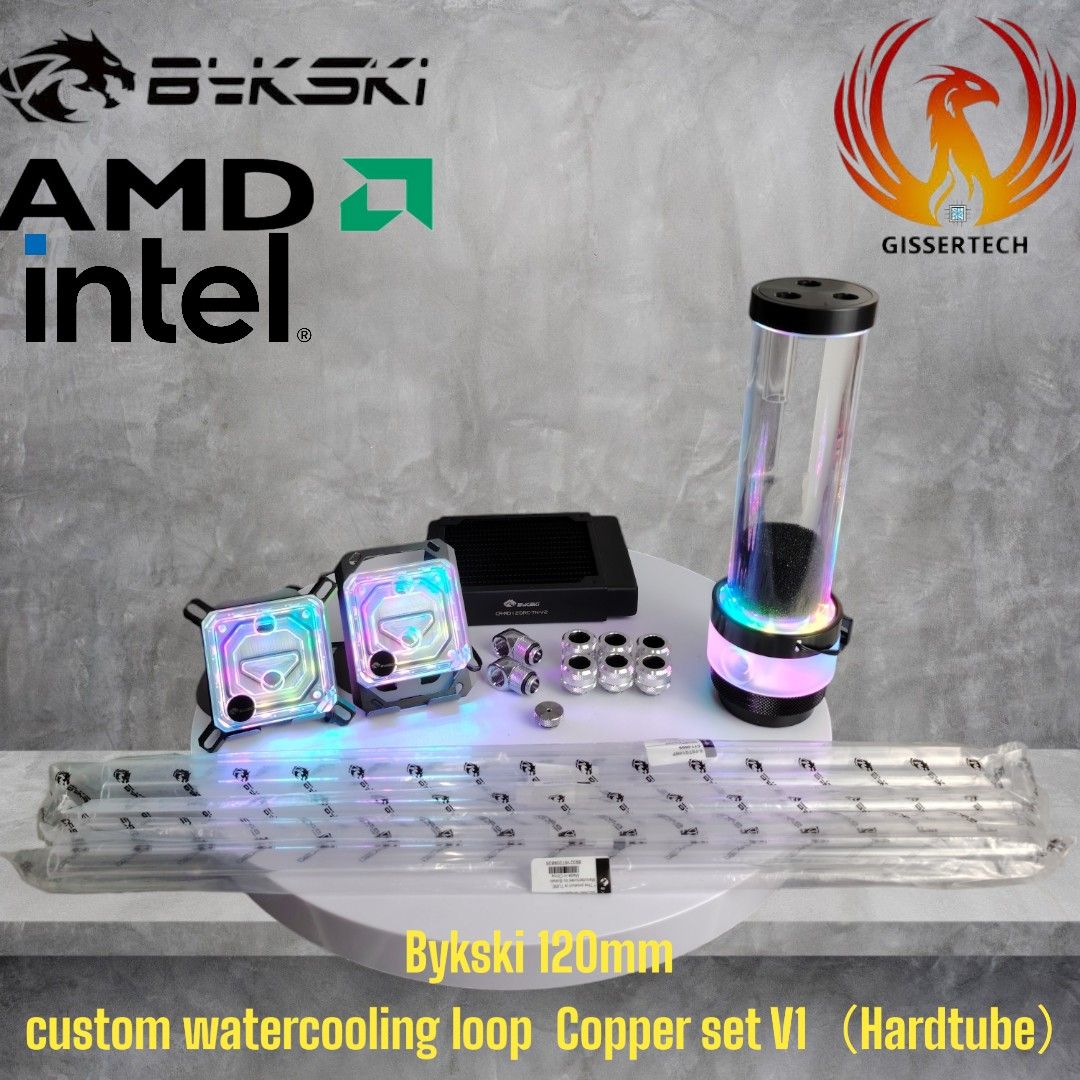 Bykski 120mm custom watercooling pc hardtube set for CPU(Copper radiator), Computers & Tech ...