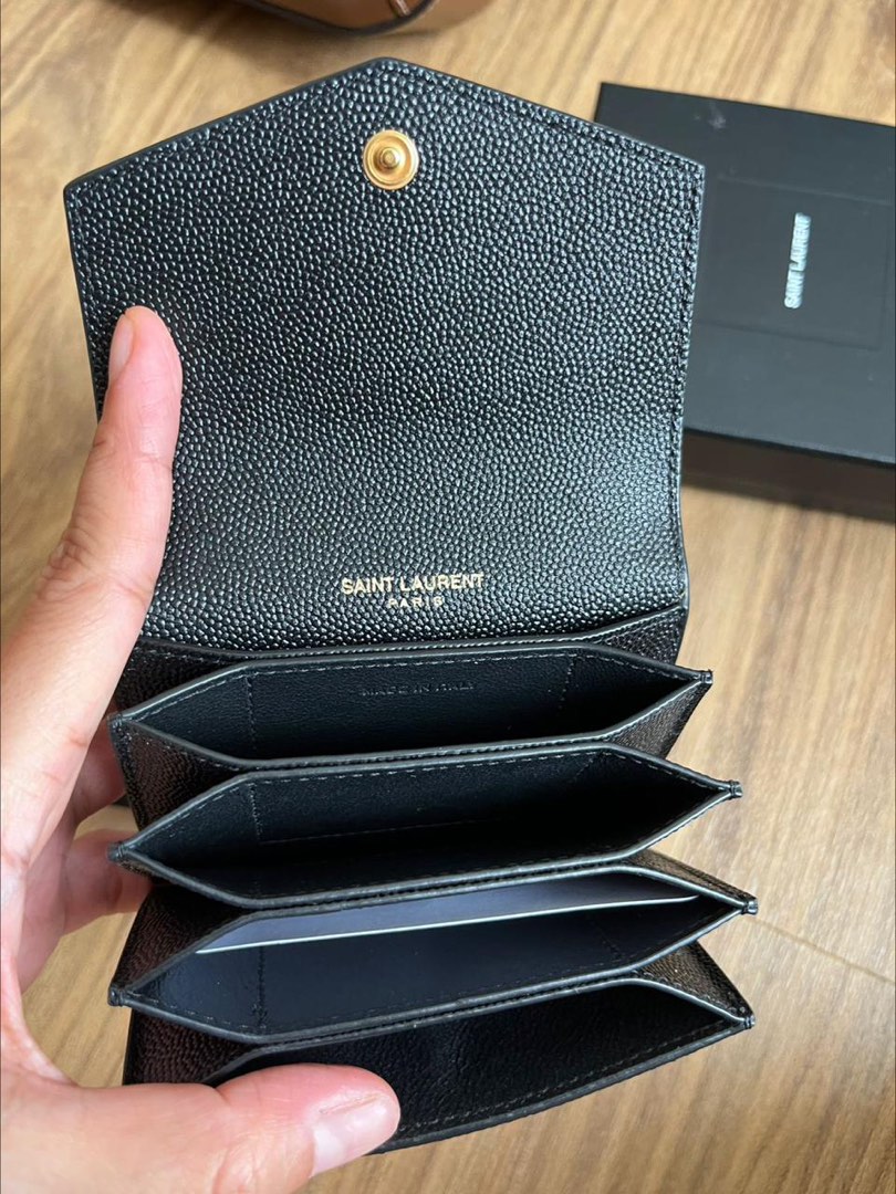 Excellent YSL Card holder grained black GHW 2023 sise 10.5x8x2 cm ...