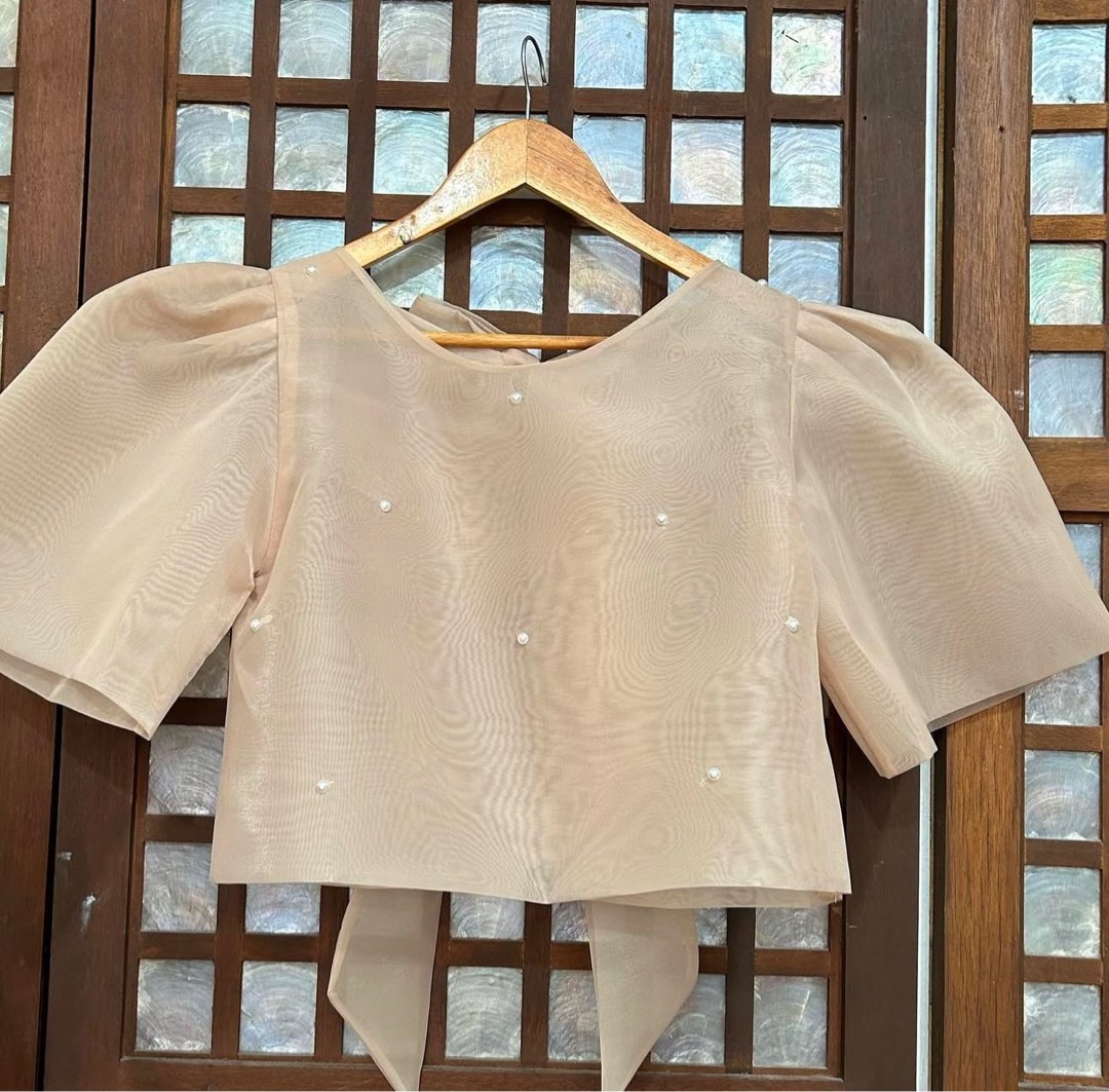 Filipiniana Gowns Perla Beige Kimona, Women's Fashion, Tops, Blouses on ...