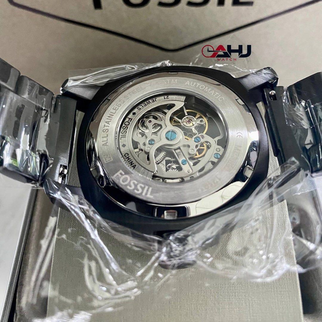 Fossil men modern machine automatic Skeleton dial watch black, Men's ...