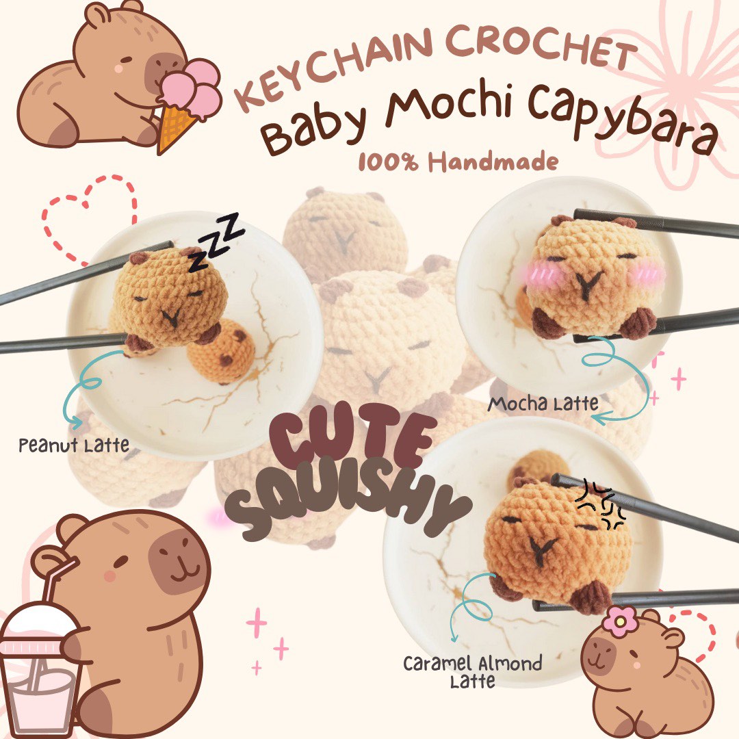 Keychain crochet baby mochi capybara HANDMADE, Toys & Collectibles ...