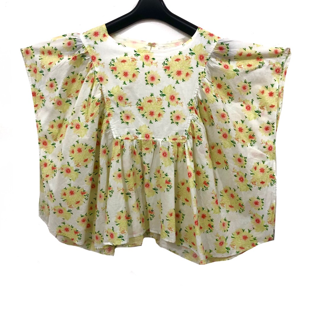 Kilki Japan Organic Floral Side Slits Classic Tops, Women's Fashion ...