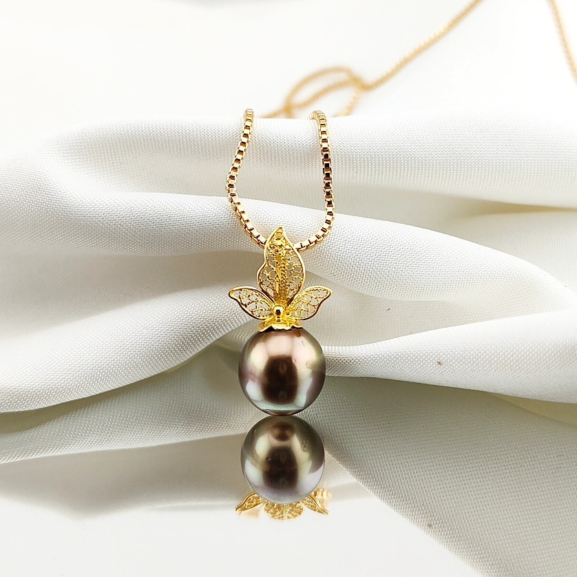 Liontin Mutiara Laut hitam asli dari Pulau Lombok, Barang Mewah ...