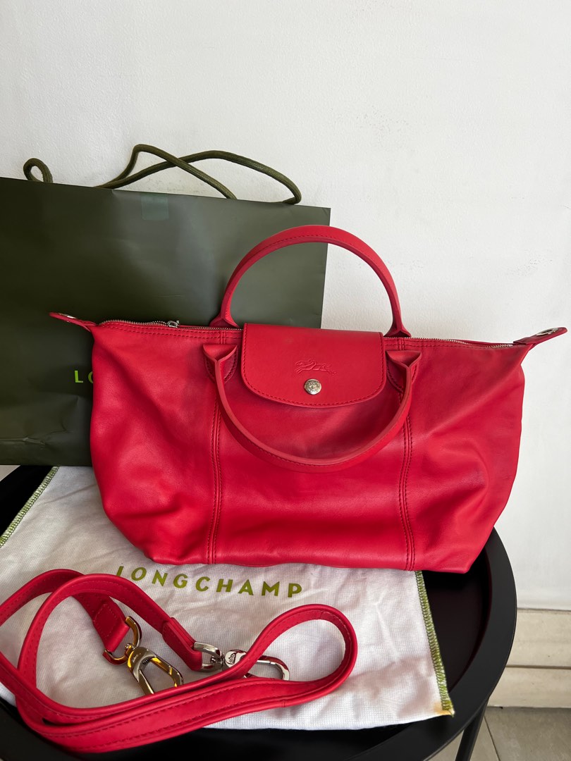 Longchamp Leather Bag color deep pink, Luxury, Bags & Wallets on Carousell