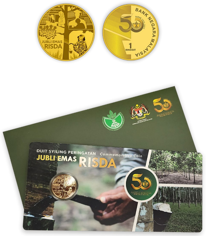 MALAYSIA 2024 50th Rubber Industry 1 RINGGIT COIN CARD RISDA 50 TAHUN ...